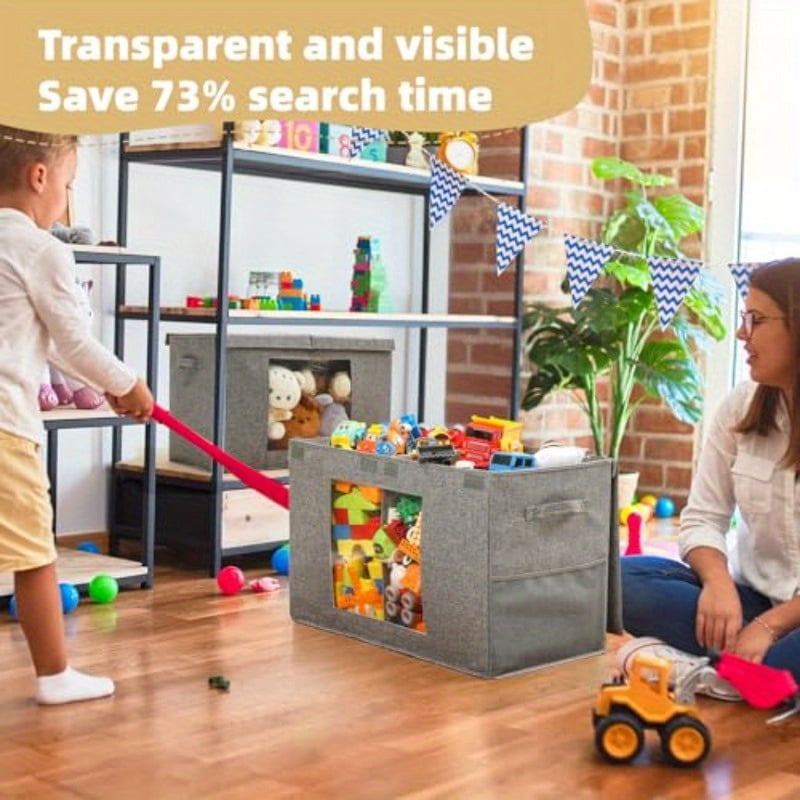 Clear Window Toy Box Toy Chest with Lid Large Toy Storage Organizer ...