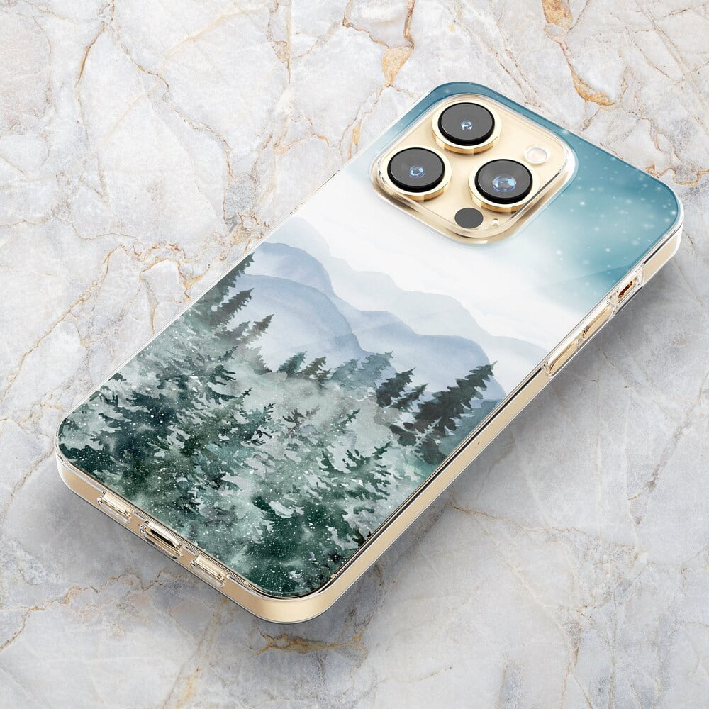 Clear Winter Mountain Pine Tree Nature Phone Case 17 16 15 14 13 12 11 ...