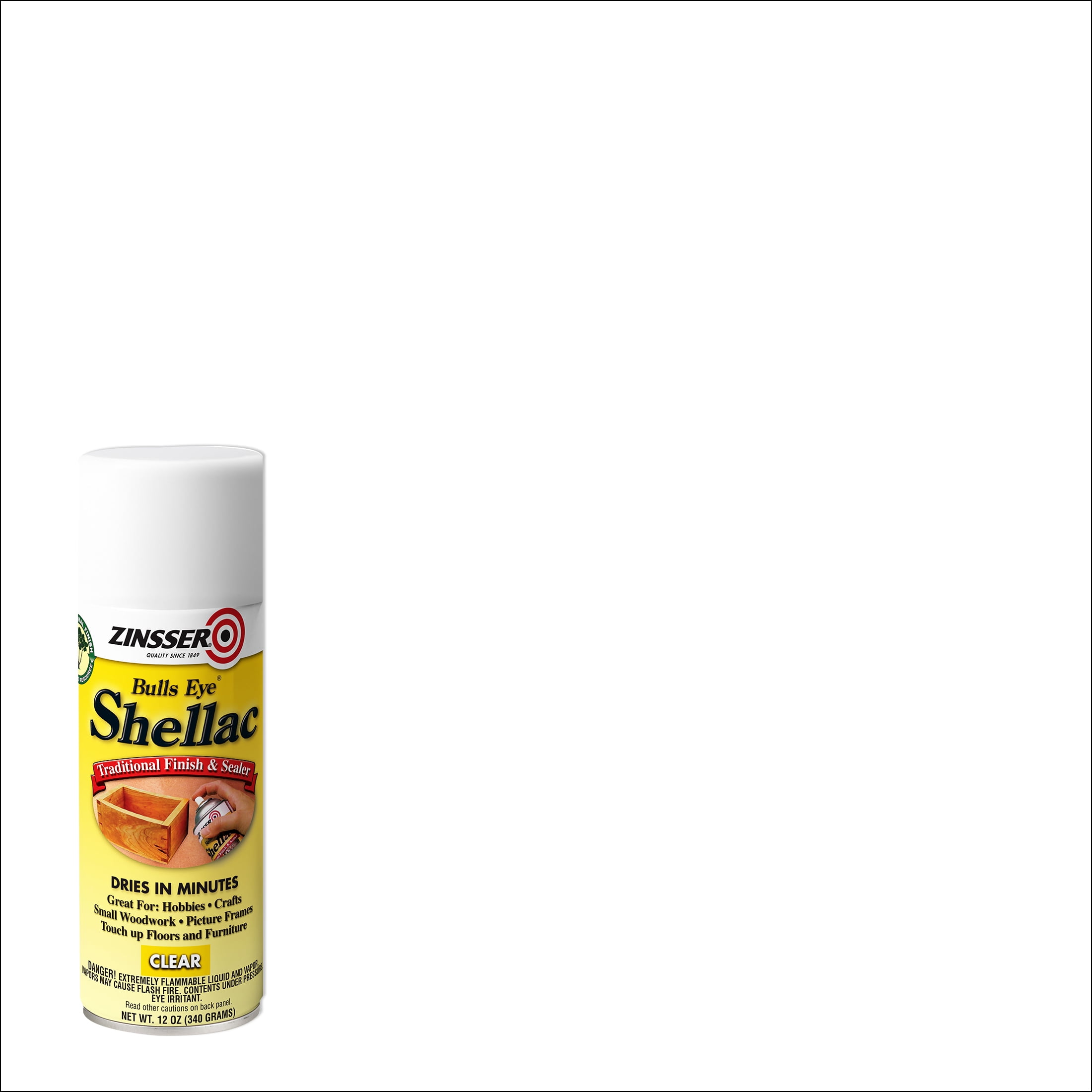 6 Pack, Clear, Zinsser Bulls Eye Shellac Flat Spray- 408, 12 oz ...