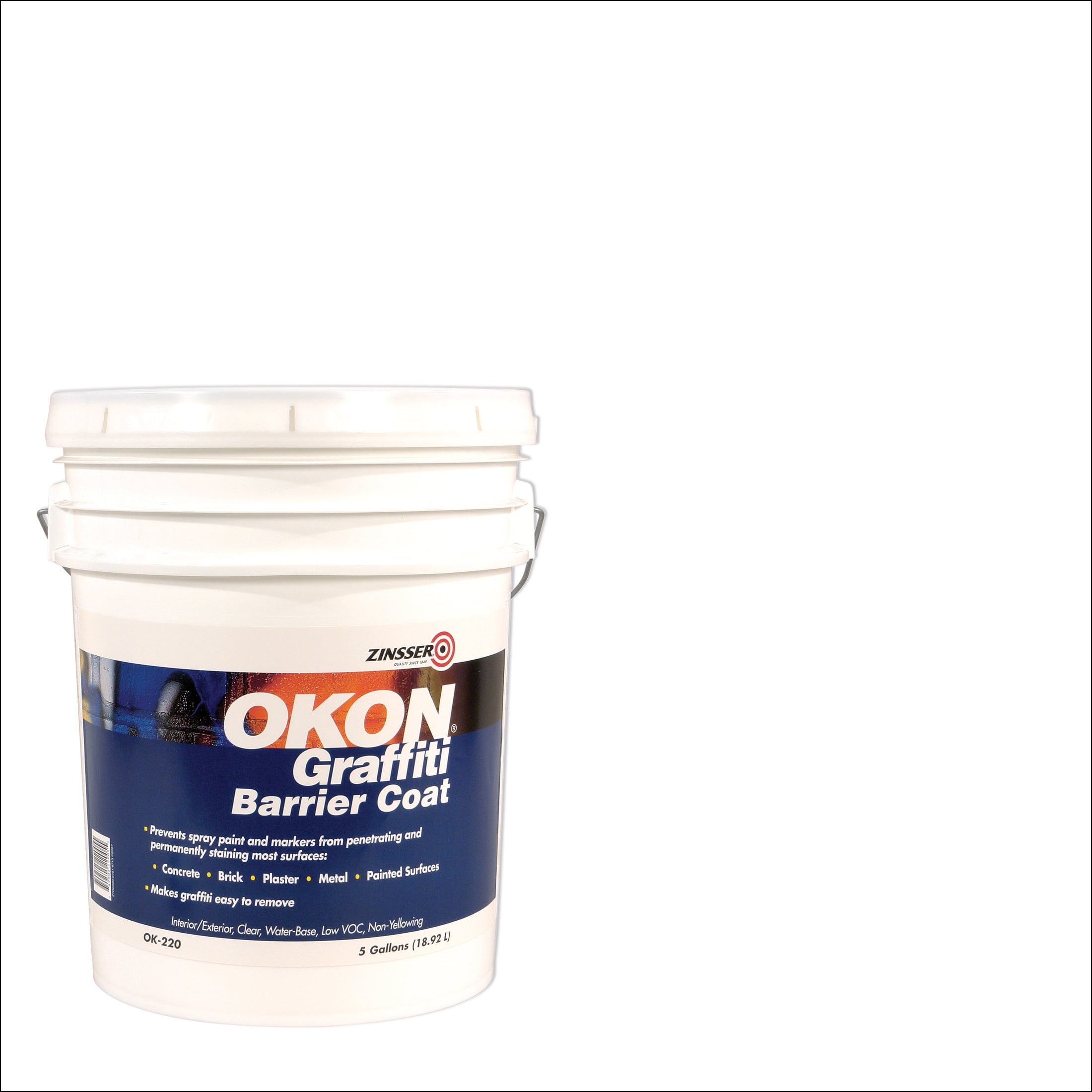 Clear, Zinsser Okon Graffiti Barrier Coat - OK220, 5 Gallon- 1 Pack ...