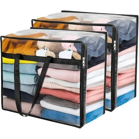 Clear Zippered Storage Bags for Clothes,40L Closet Organizers and ...