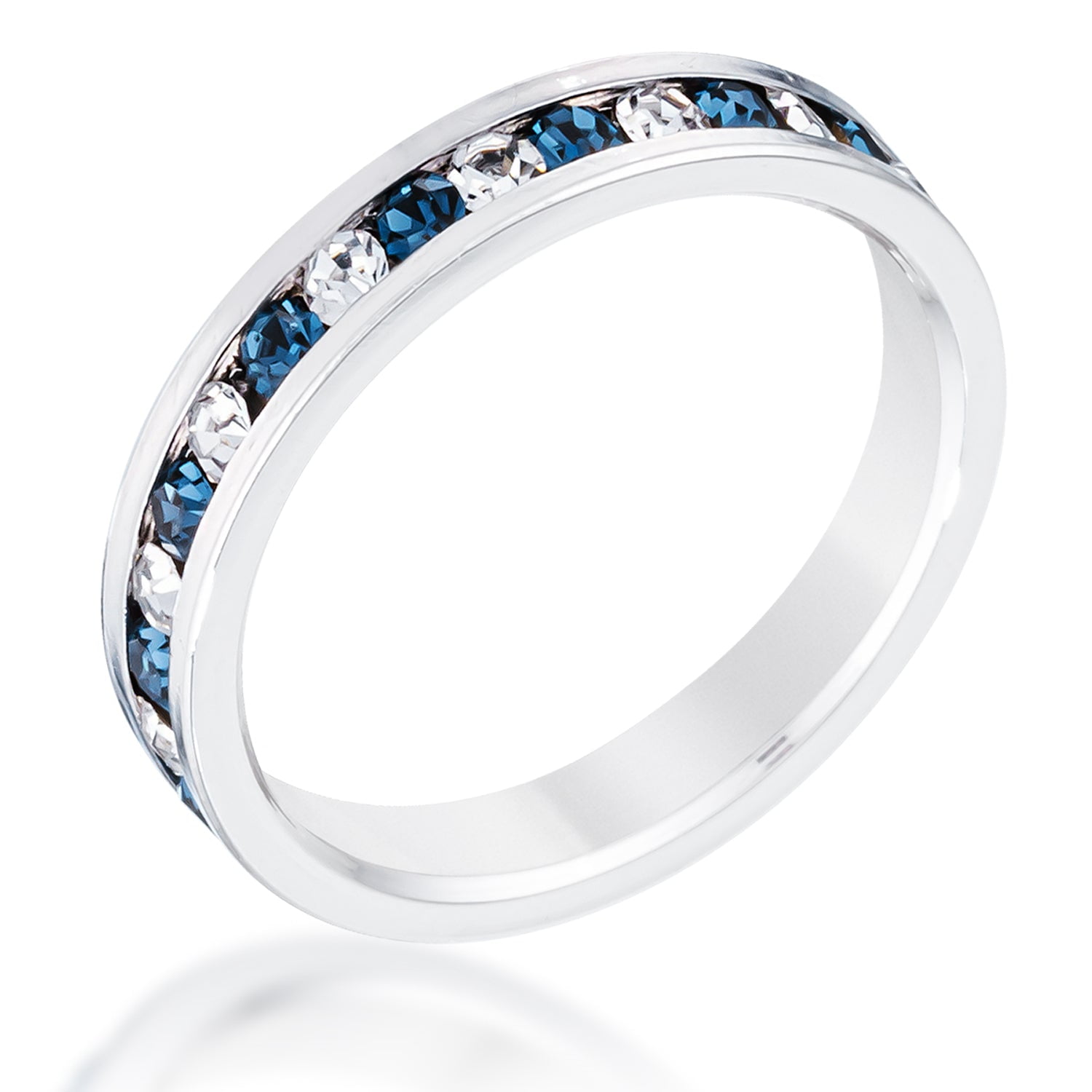 Clear and Blue Alternating Crystal Eternity Ring - Walmart.com