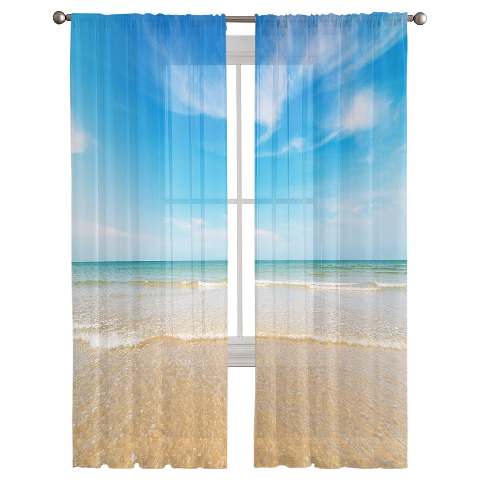 Clear and Bright Tropical Ocean Sheer Curtain for Living Room Bedroom ...