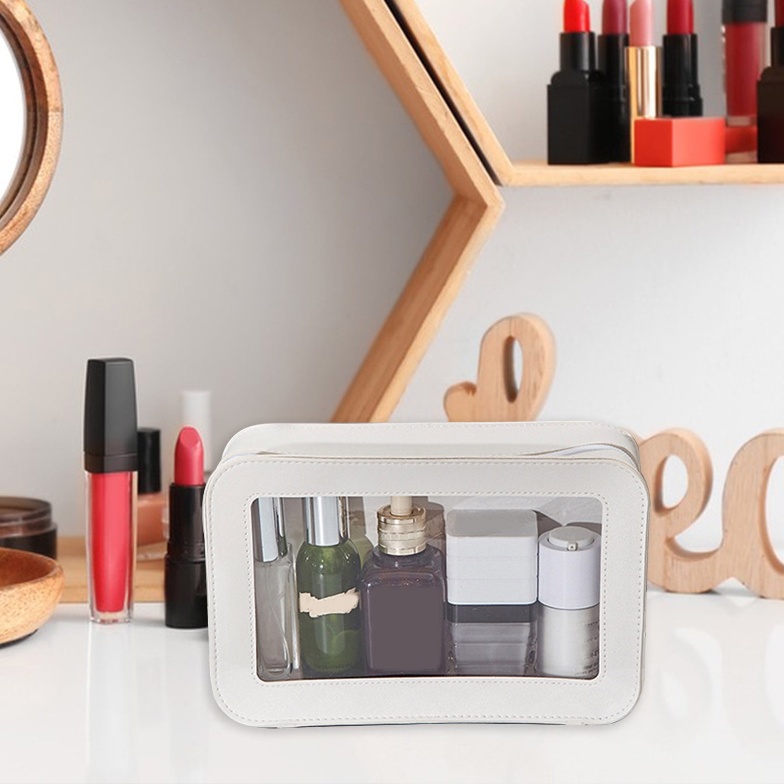 Clear and Waterproof Makeup Bag Portable Travel Cosmetic Case Organizer ...