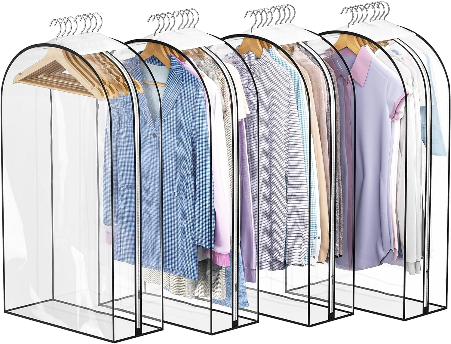 Clear for Hanging Clothes 10” Gusseted, Suit Bags for Closet Storage ...
