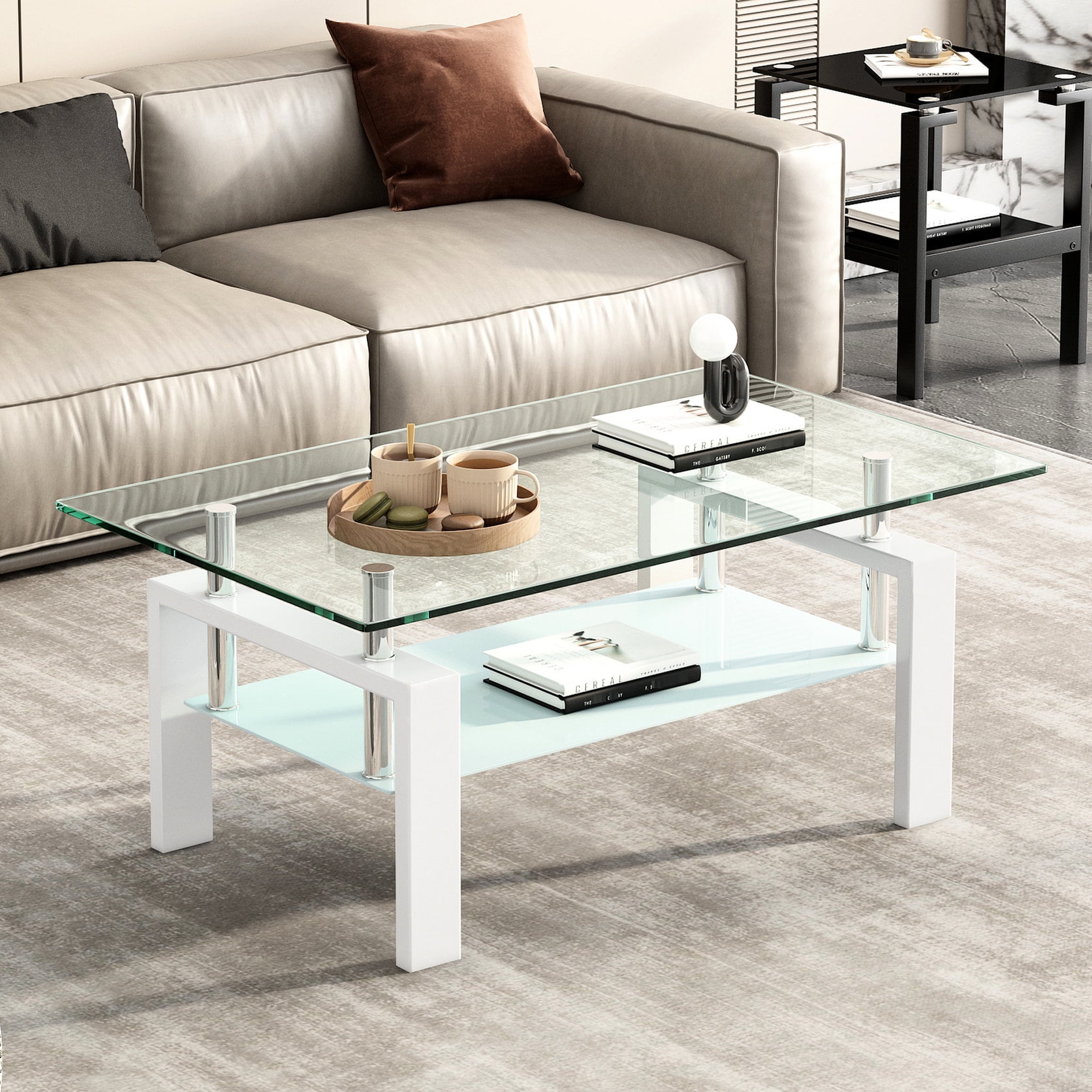 Clear glass top | Multiple uses in indoor areas | Stable structure and ...