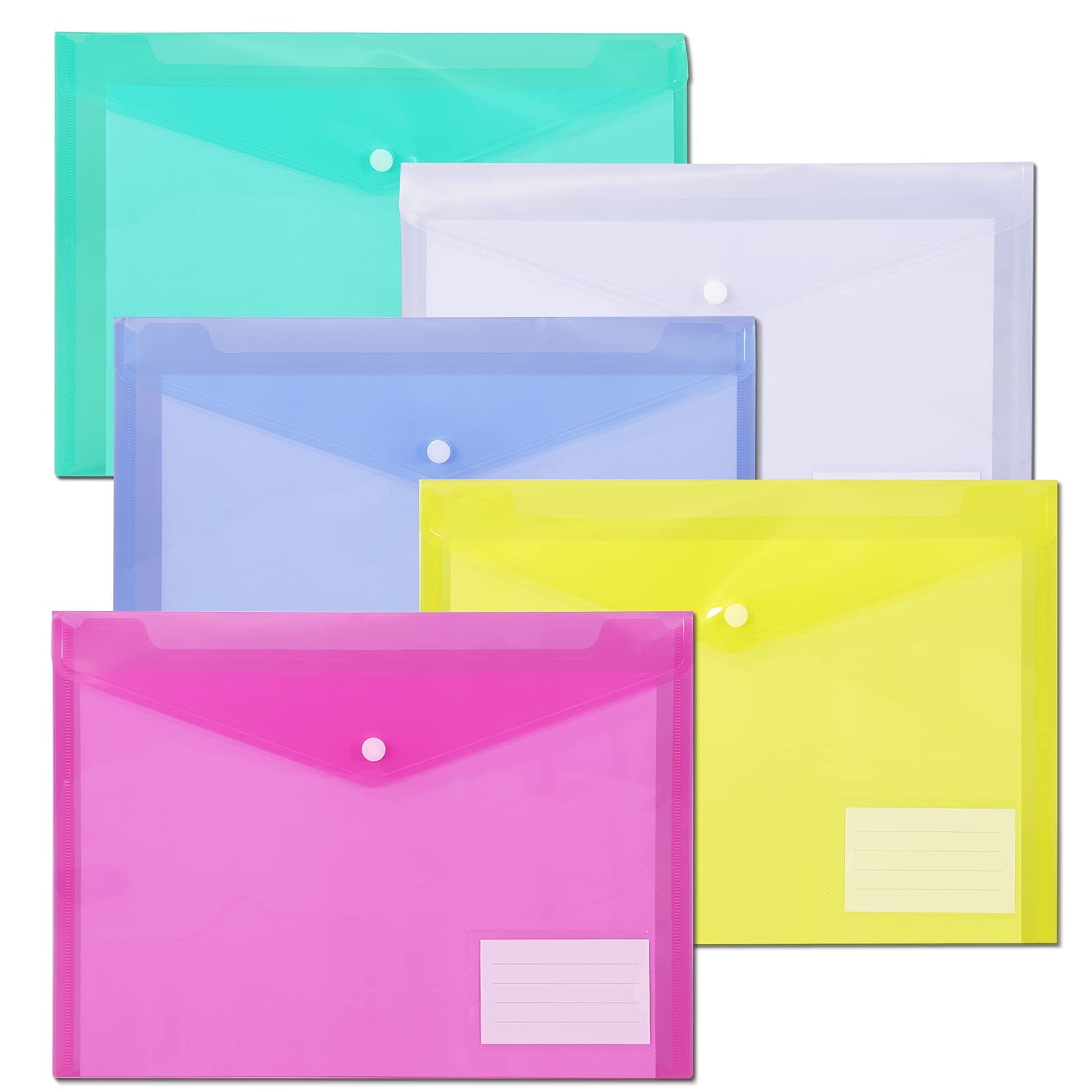 Clear plastic file folders with label pockets, durable poly envelopes ...