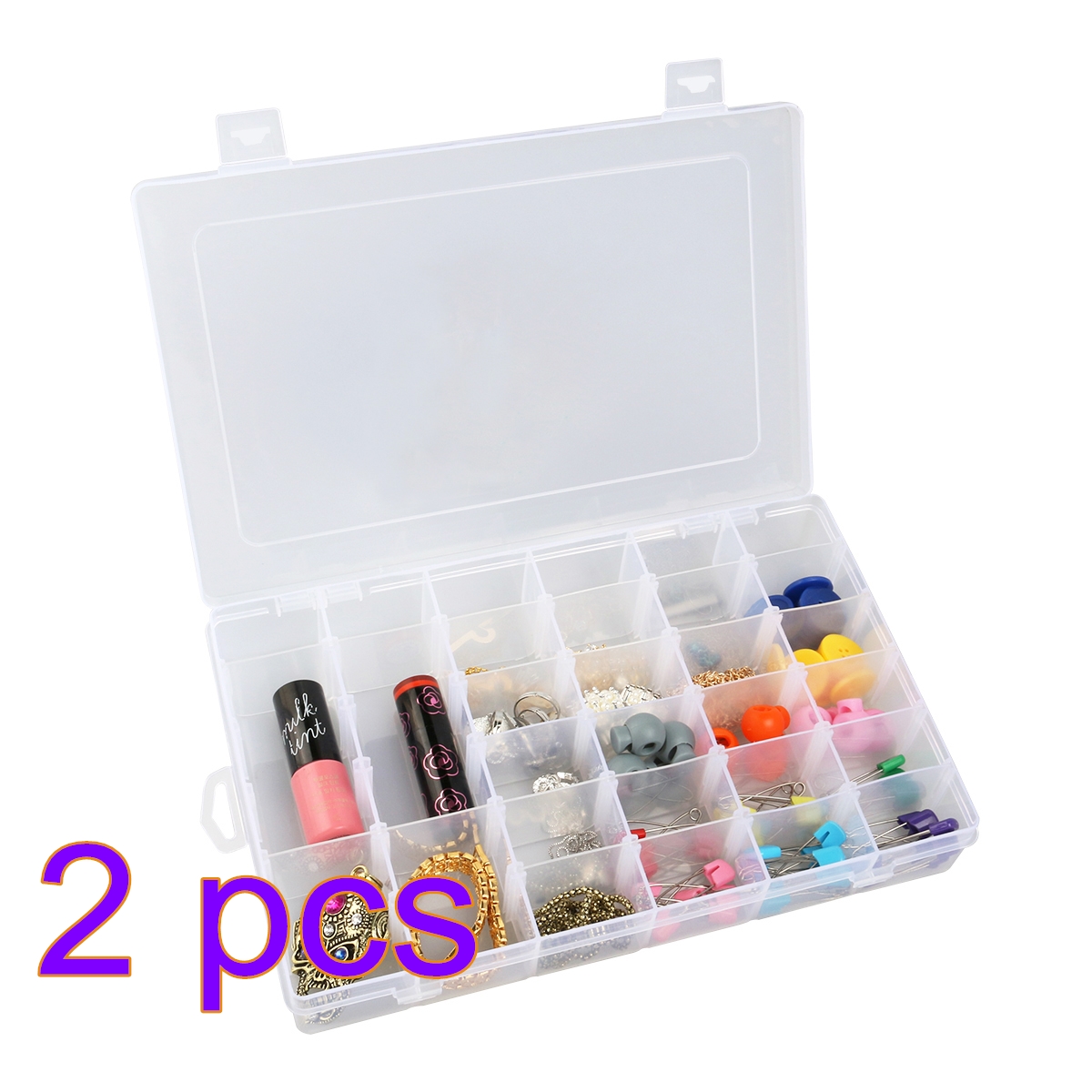 Clear plastic storage container 36-Grid Clear Hard Plastic Adjustable ...