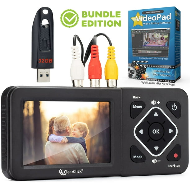 ClearClick Video to Digital Converter 2.0 - USB Transfer for VCR, VHS ...