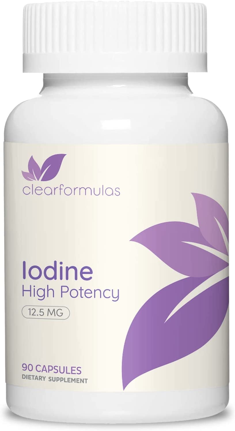 Clear Formulas Iodine Supplement, 12.5 mg Capsules, Supports Thyroid ...