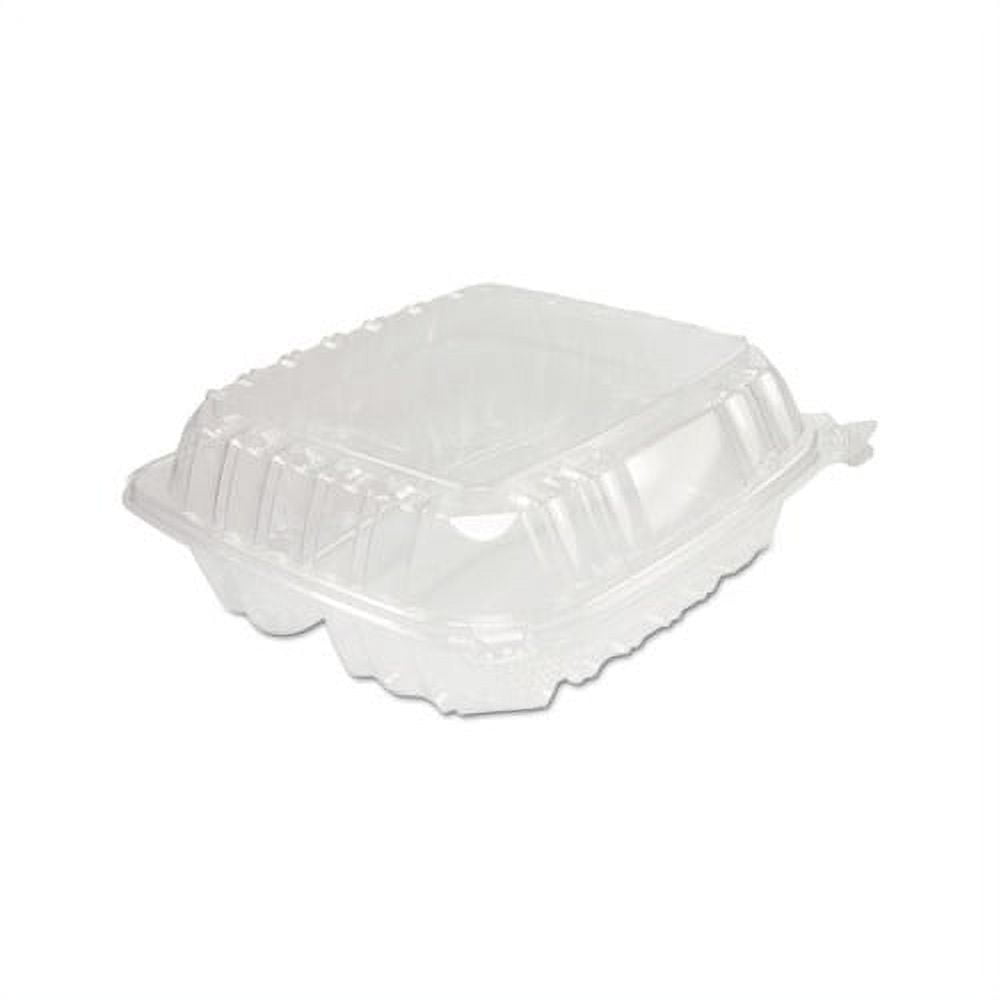 ClearSeal Hinged-Lid Plastic Containers 8.25 x 8.25 x 3, Clear, 125 ...