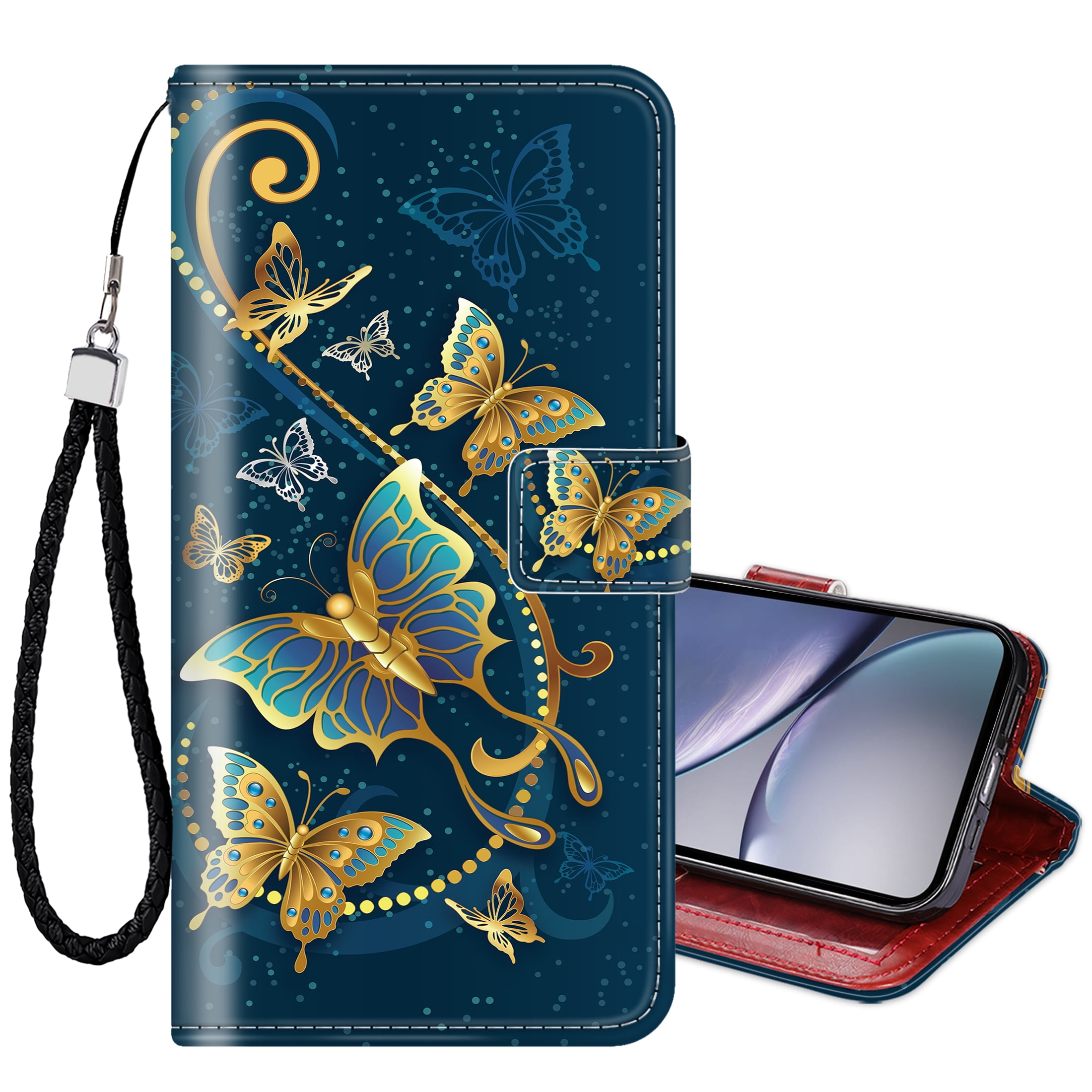 ClearSha iPhone XR Wallet Case for Women, Aesthetic Blue Butterfly ...