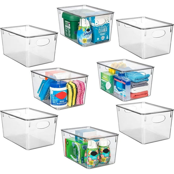Plastic Storage Bins With lids, 4 Pack – Perfect Pantry Organization ...