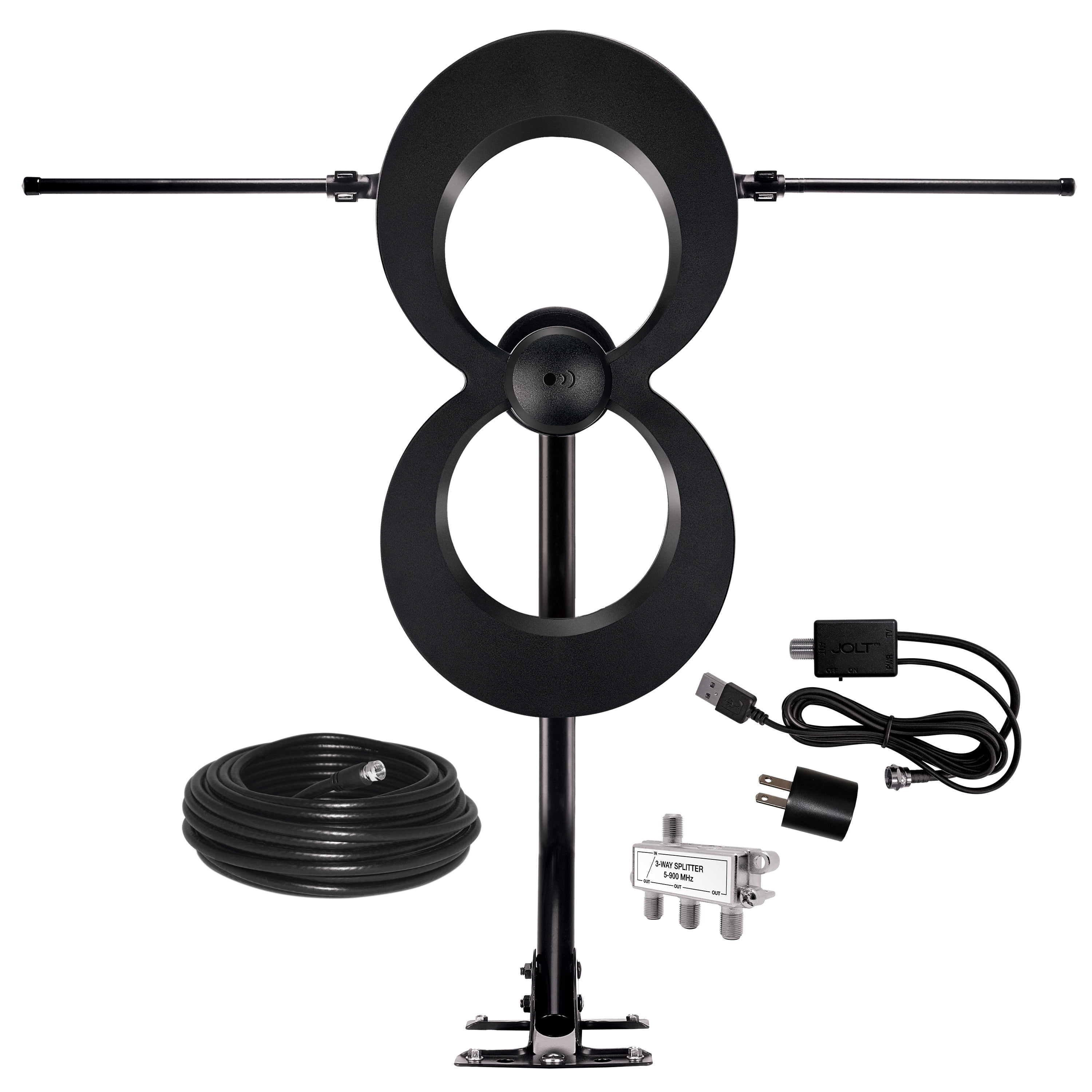 ClearStream MAX-XR HDTV Antenna, Jolt Booster, 20'' Mast, 30' Coaxial ...