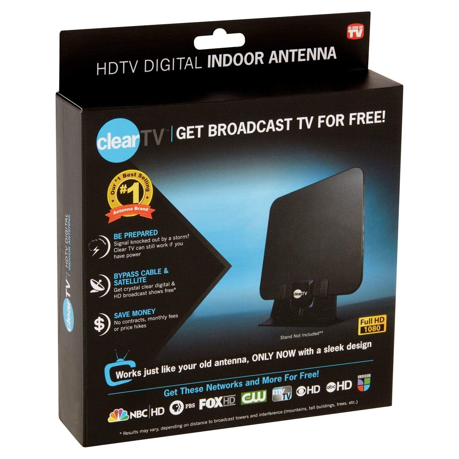 Clear TV Indoor HDTV Antenna, Digital Over-the-Air Broadcast ...