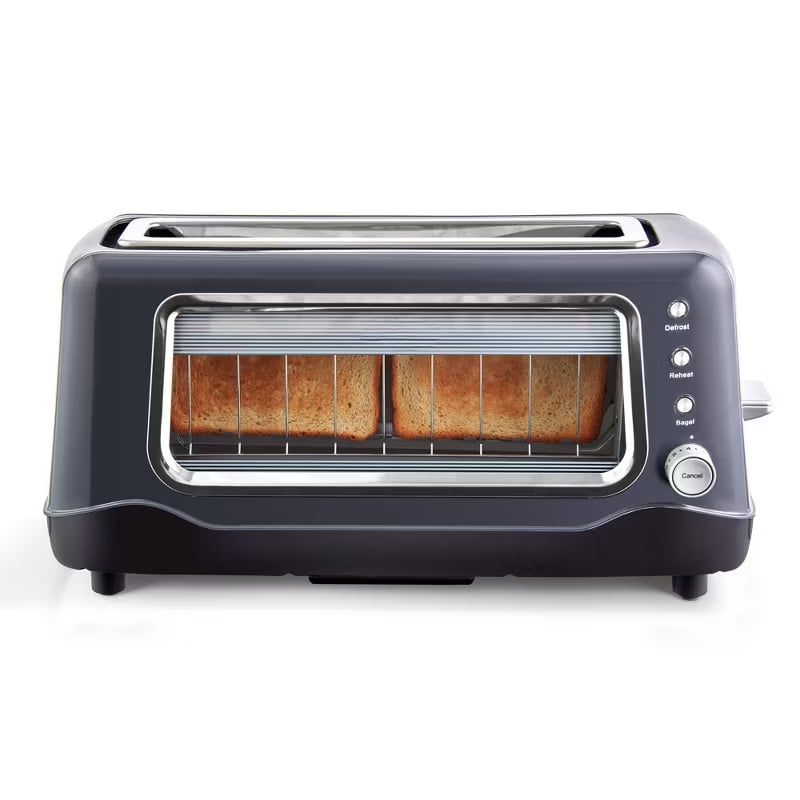 ClearView Long Slot Toaster: See-Through 2-Slice Bagel Toaster, Aqua ...