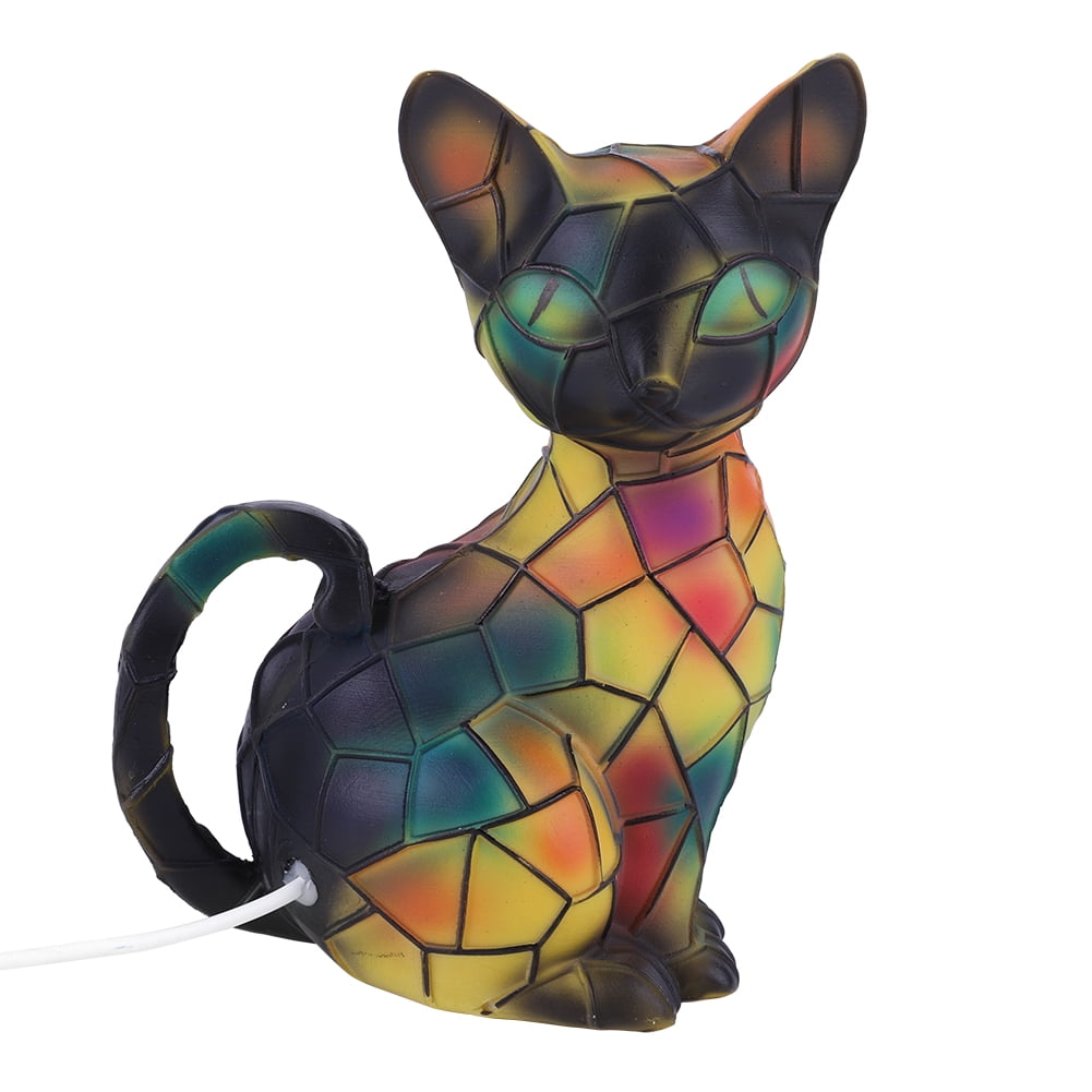 Stained Resin Cat Lamp, Retro Cats Themed Tabletop Night Light, 3D Pet ...