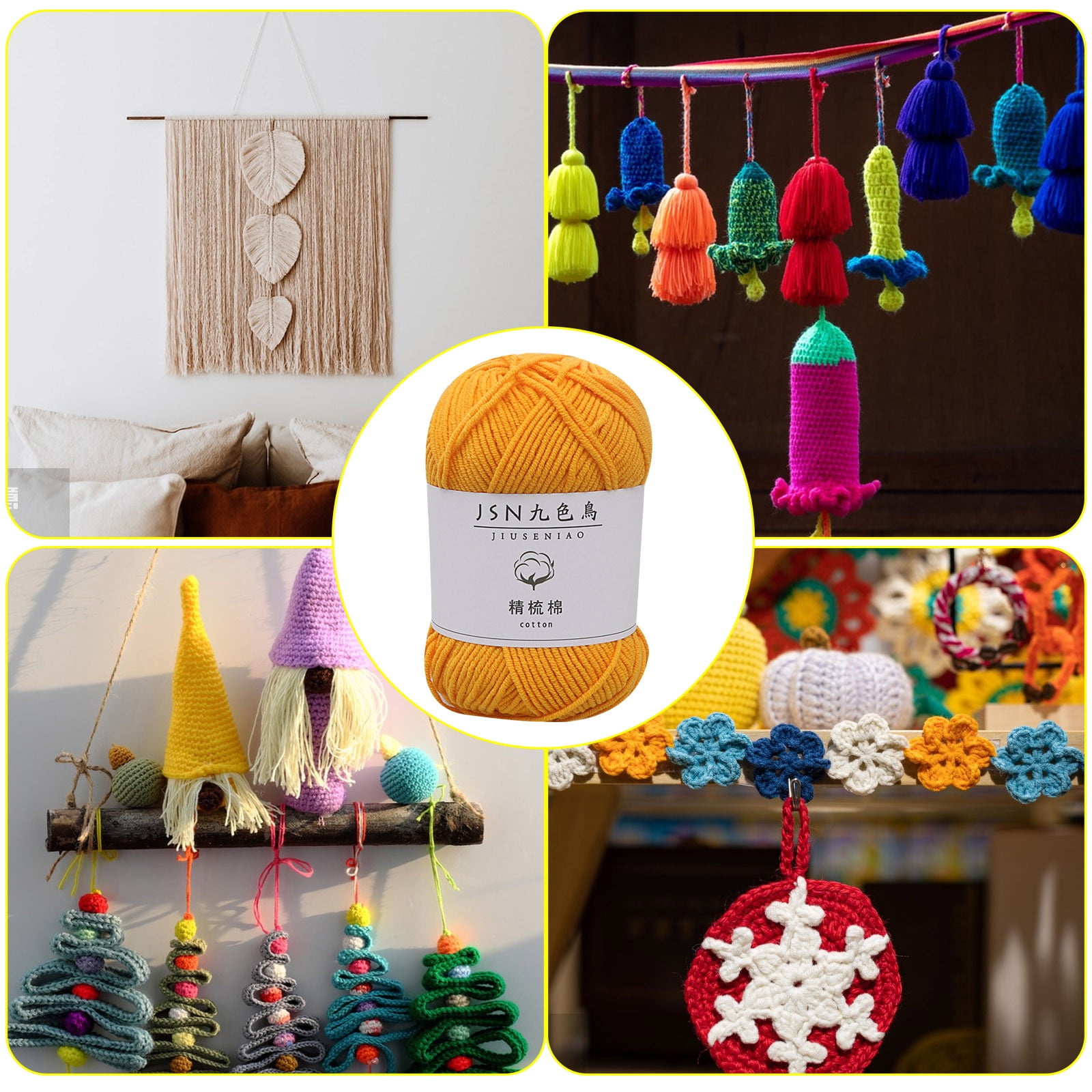 Clearance Under $1 Boovnll Cotton Yarn 4 Strands Soft Crochet Yarn 1.7 ...