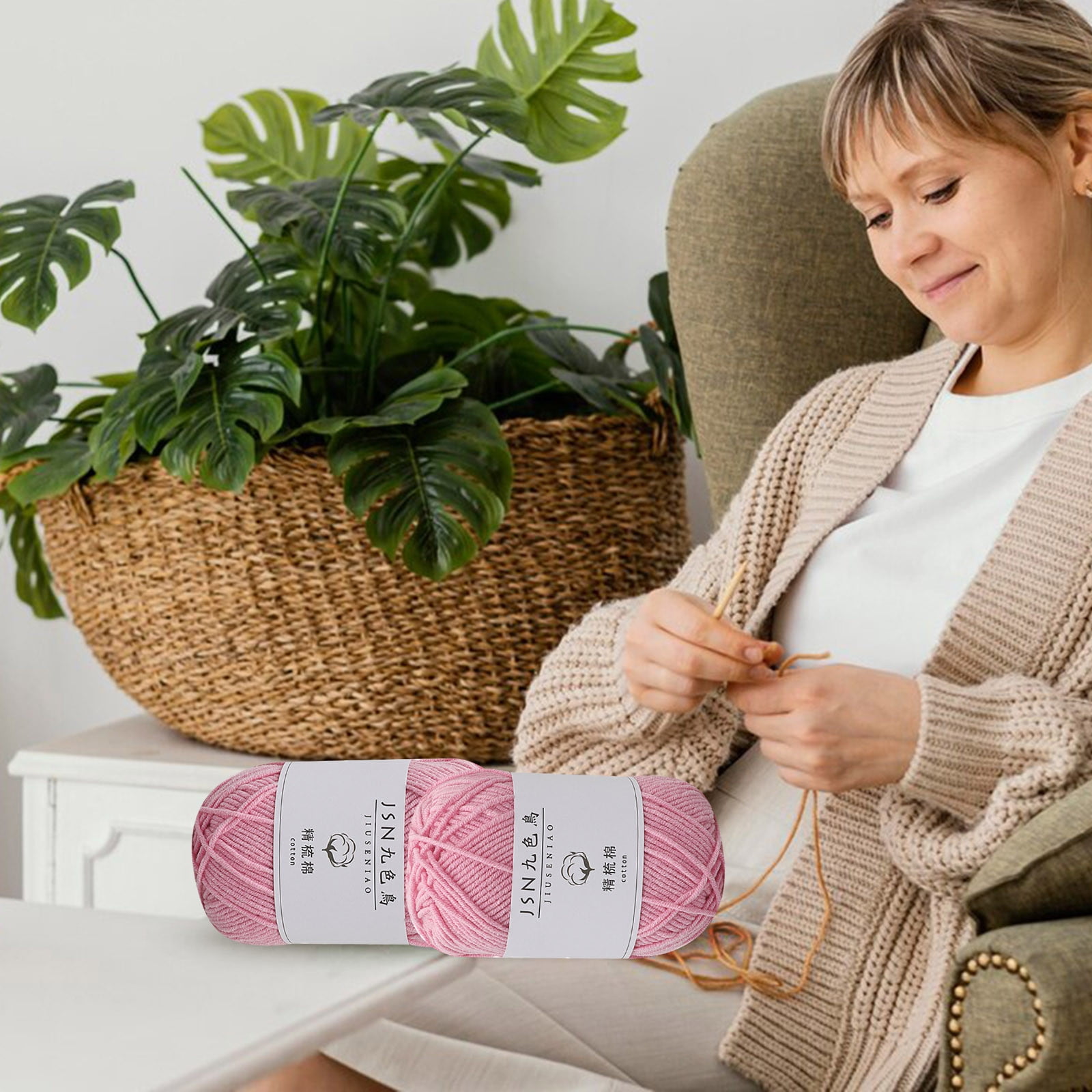 Clearance Under $1 Boovnll Cotton Yarn 4 Strands Soft Crochet Yarn 1.7 ...