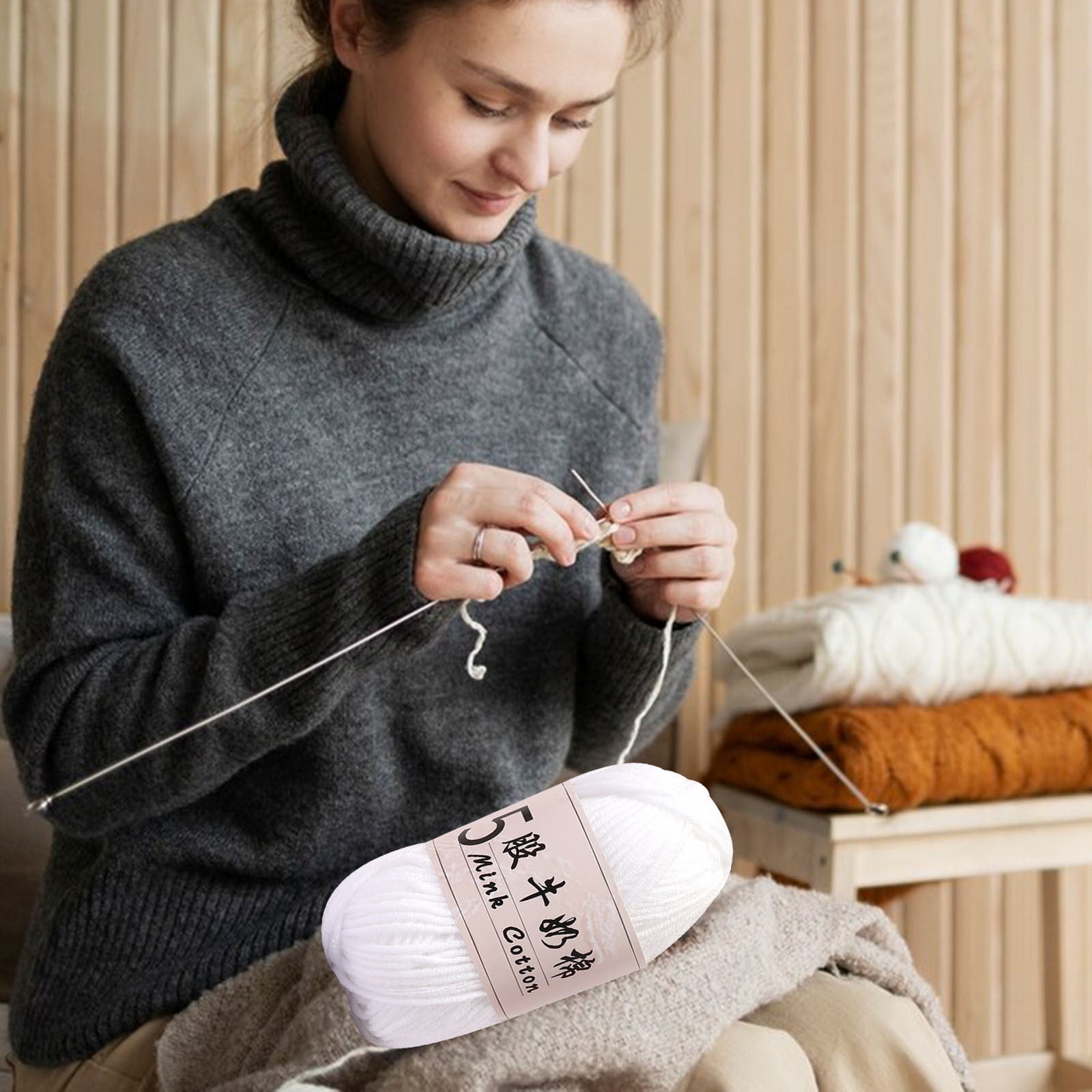 Clearance Under $1 Boovnll Cotton Yarn 5 Strands Soft Crochet Yarn 1.8 ...