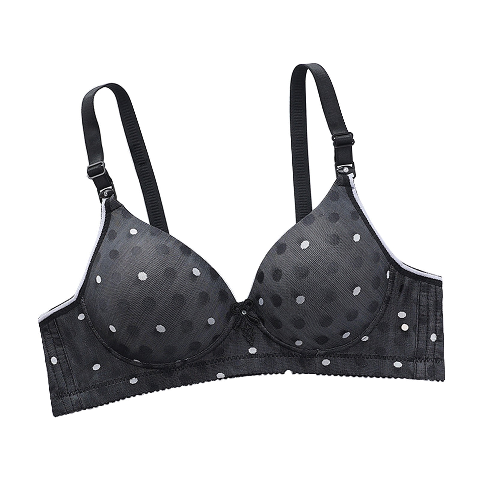qolati Everyday Bras for Women Cute Polka Dots Print Wireless Push Up ...
