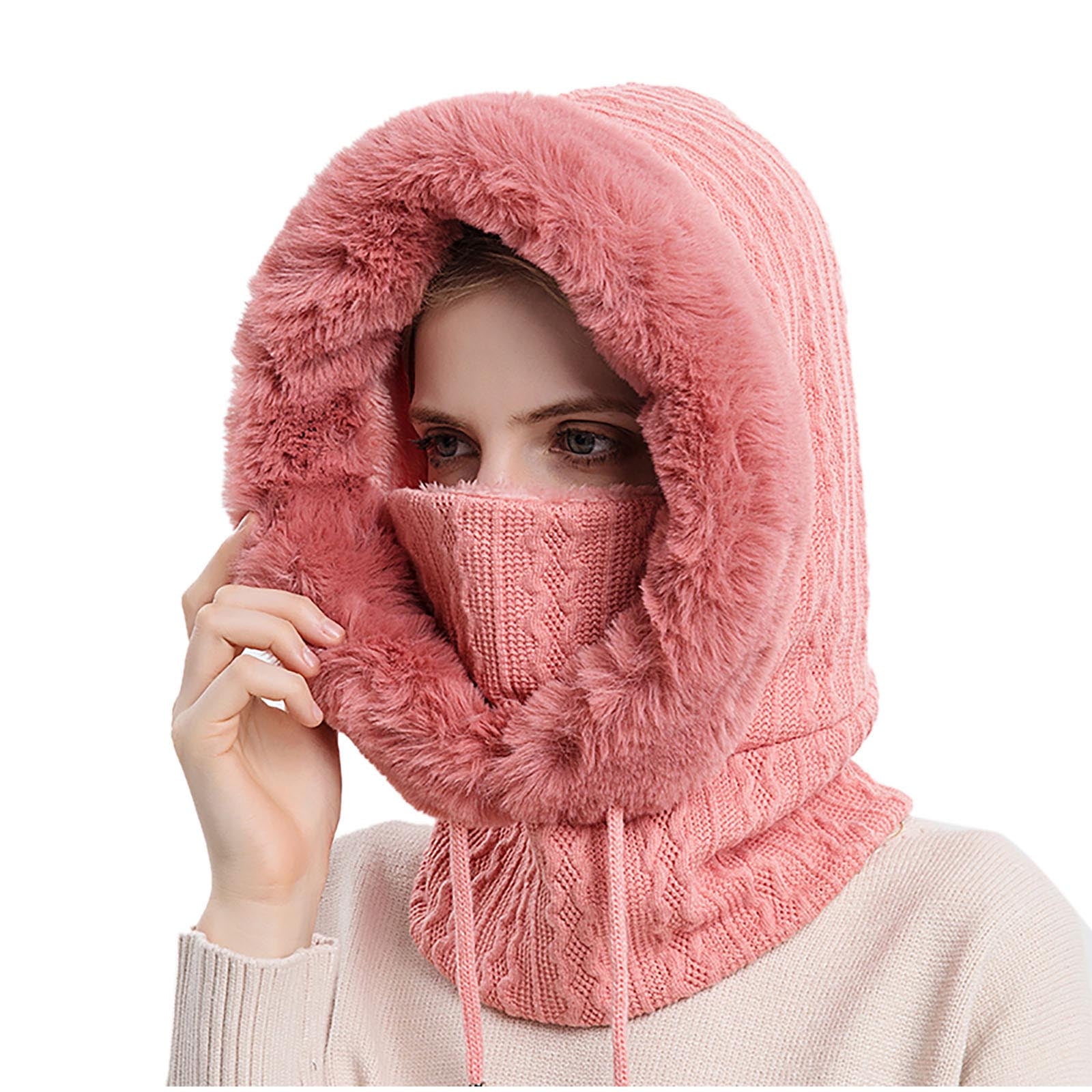 qolati Trapper Hat for Women Men with Mask Ear Flaps Knitted Windproof ...