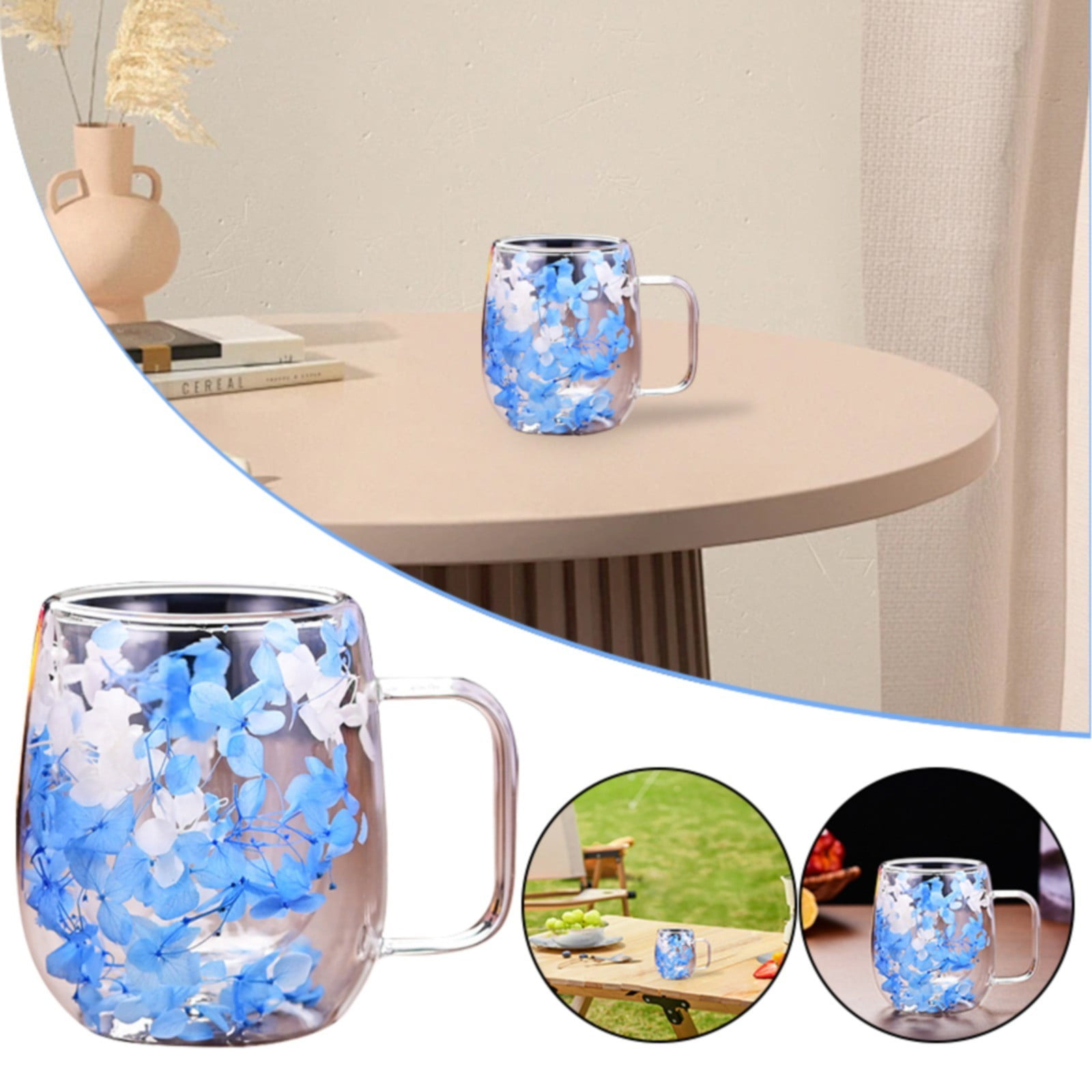 Clearance Under $10 200ml Dried Flowers Glass Cup Mugs With Dry Flowers ...