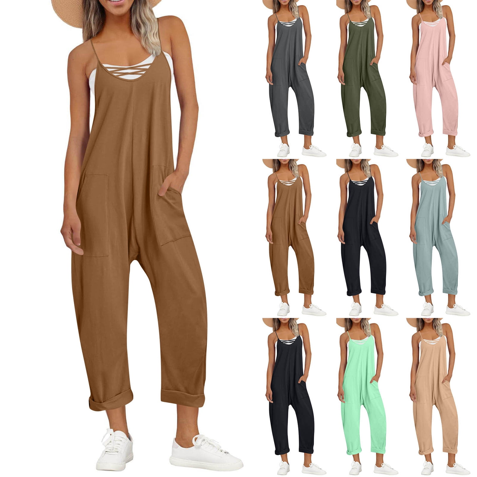 2025 Jumpsuits for Women Casual Oversize Fashion Solid Color Cold ...