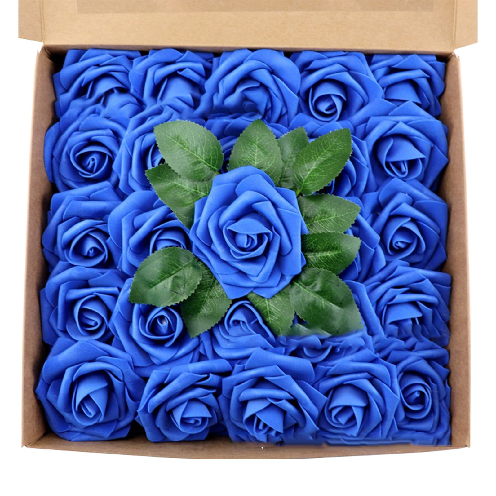 Clearance！ Under $10 25Pcs Artificial Flowers Roses with Stems Blue ...
