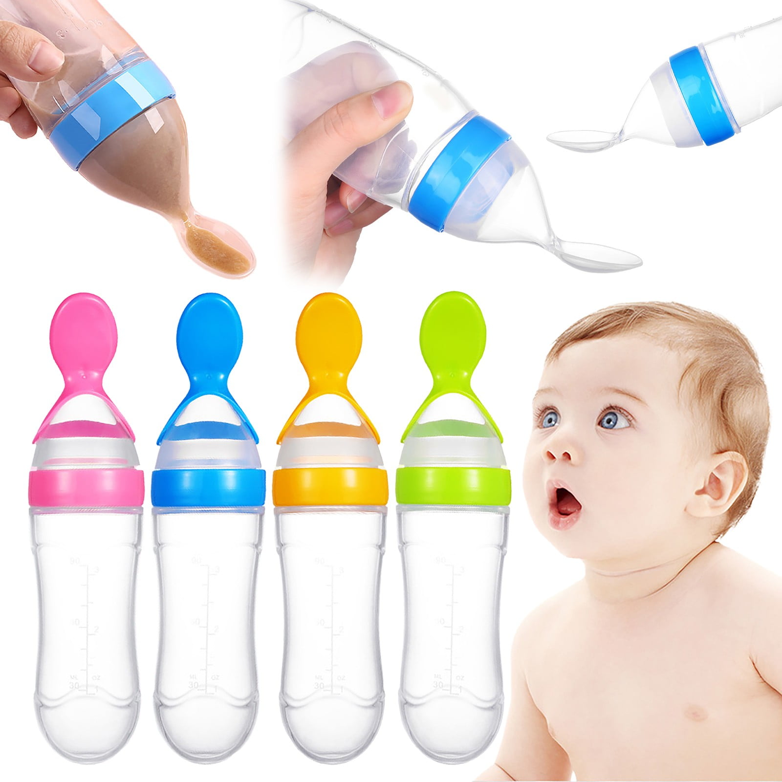 Clearance Under $10 Baby Feeder 4 Pack Silicone Baby Dispensing Spoon ...