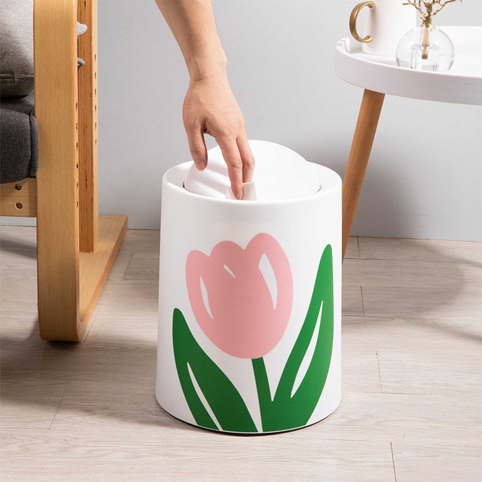 Clearance Under 10$!Desktop Lid Trash Can Basket Bedroom Bedside Desk ...