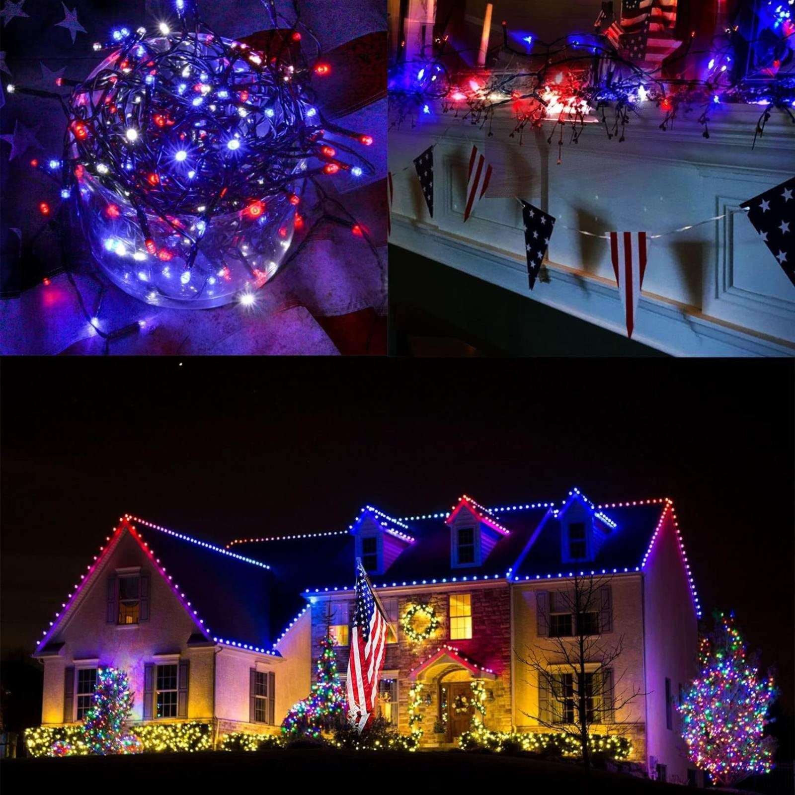Clearance Under $10 Red White and Blue Solar String Lights Outdoor ...