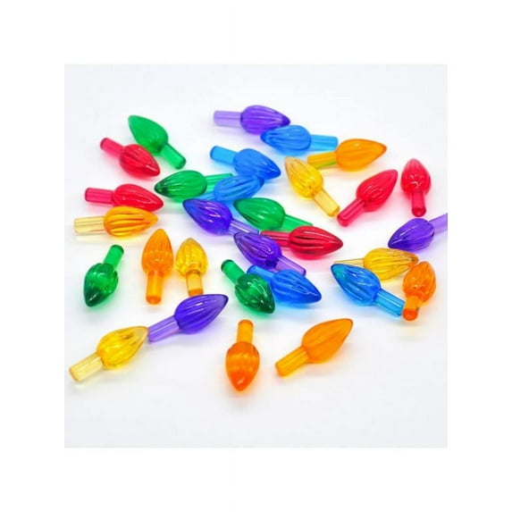 Clearance! 100 Pieces Plastic Christmas Tree Bulbs ,Small Flame Shape ...