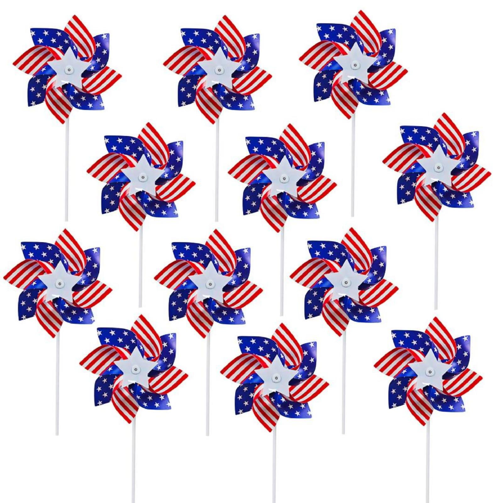 Clearance! 12 Pack 14 Inches American Flag Patriotic Pinwheels Windmill ...