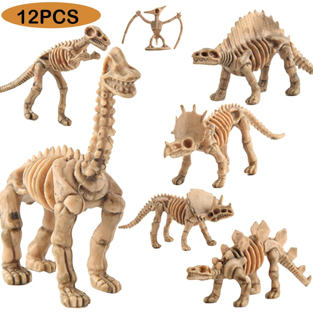Clearance! 12 Pcs Dinosaur Fossil Skeletons Toy Figures - Mini Dinosaur ...