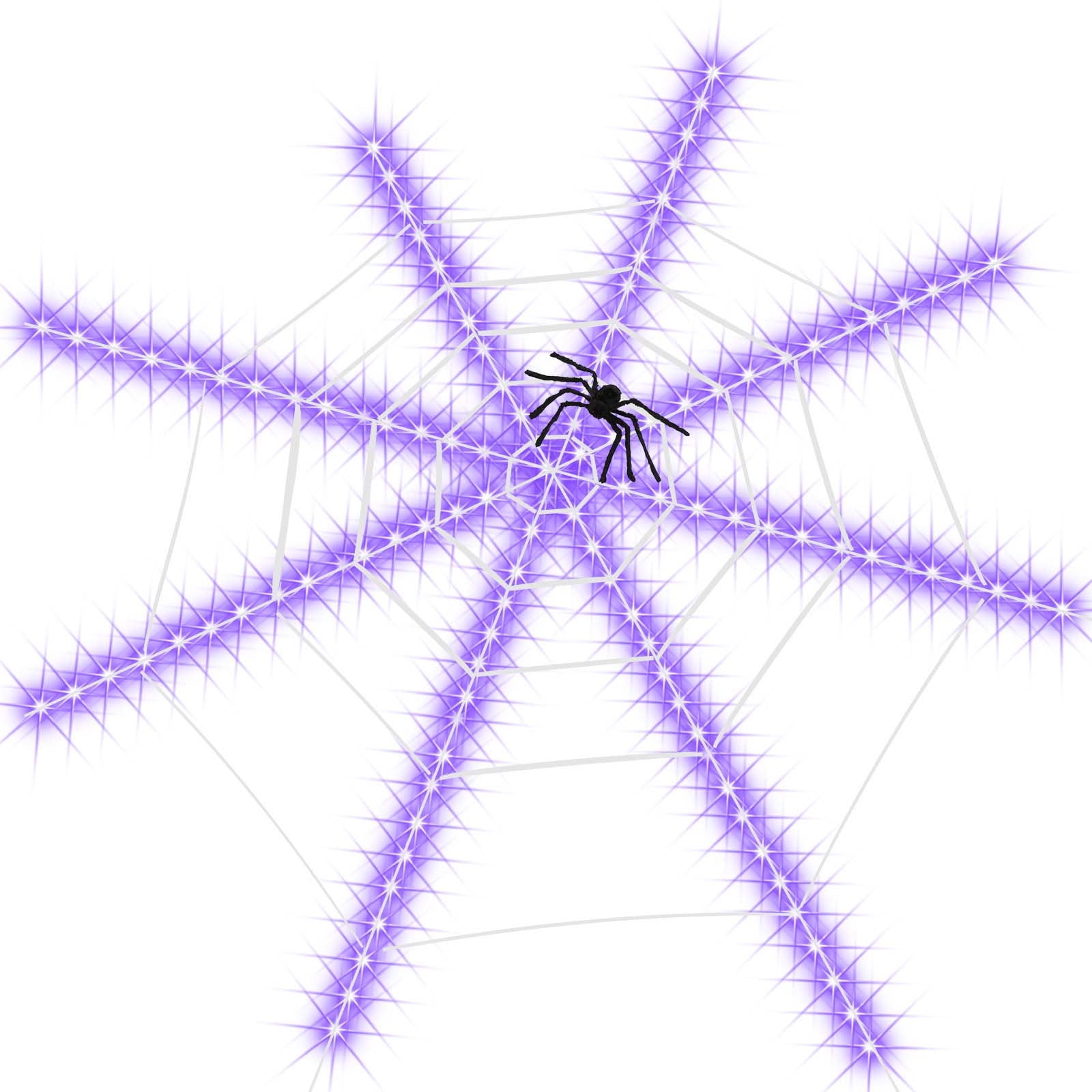 Clearance！12FT Halloween Web LED Lights with 8 Lighting Modes,Horror ...