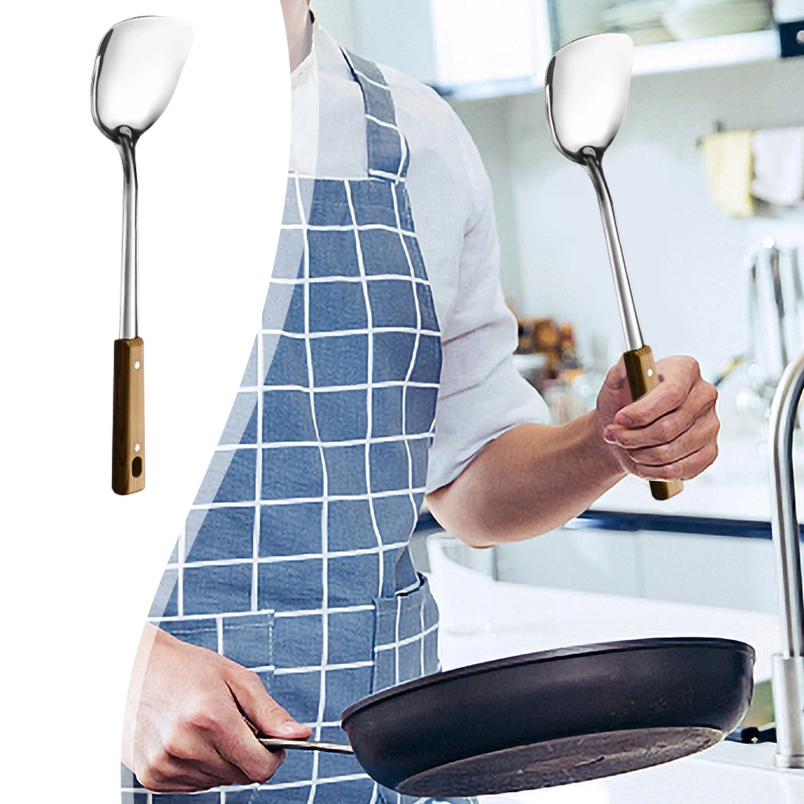 14 in Large Spatula Slotted Turner Soup Ladle 304 Stainless Steel Wok ...