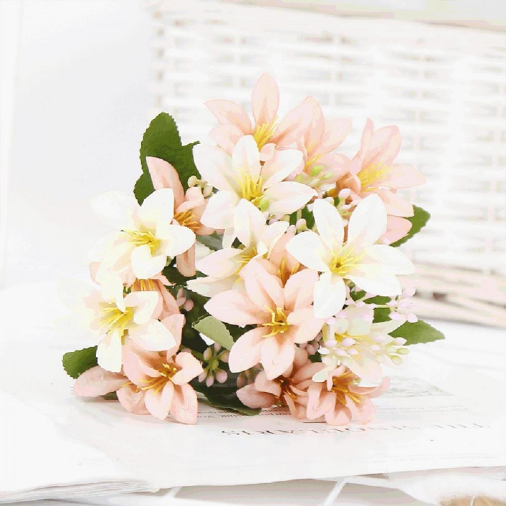 18 silk flower artificial lily European style multicolor fake bride ...