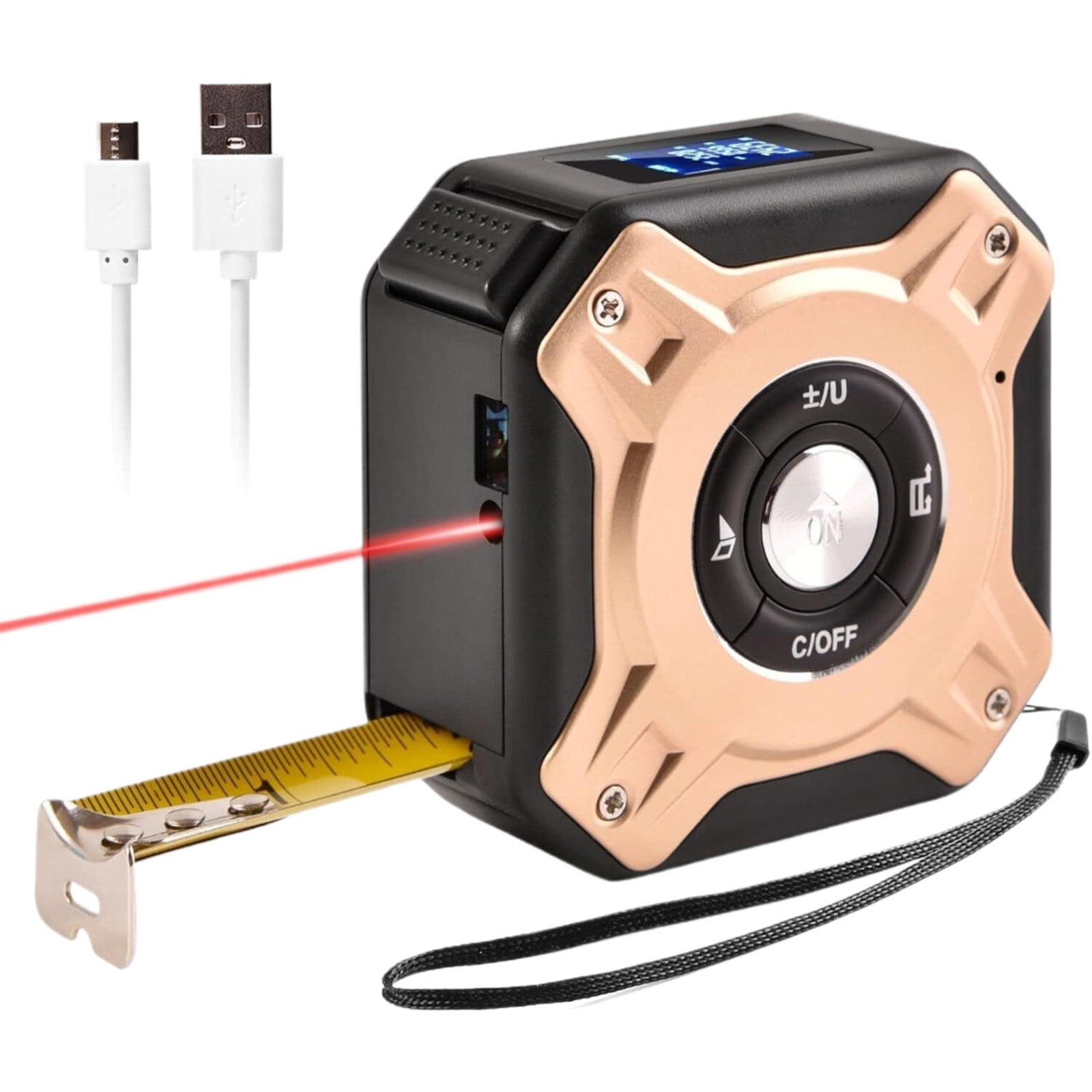 2 In 1 Digital Tape Measure | 130ft/40m Distance Meter Display On ...