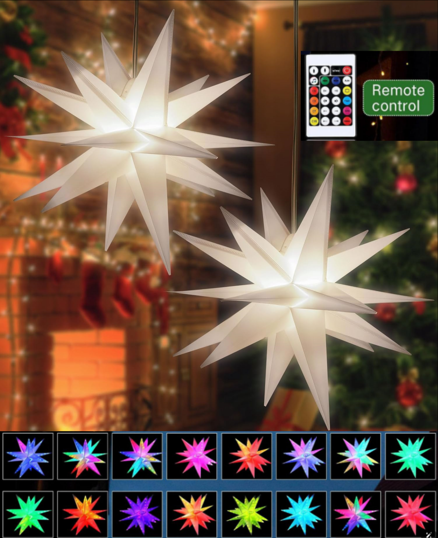 Clearance! 2 Pack 18-Pointed Moravian Star Christmas Lights Decorations ...