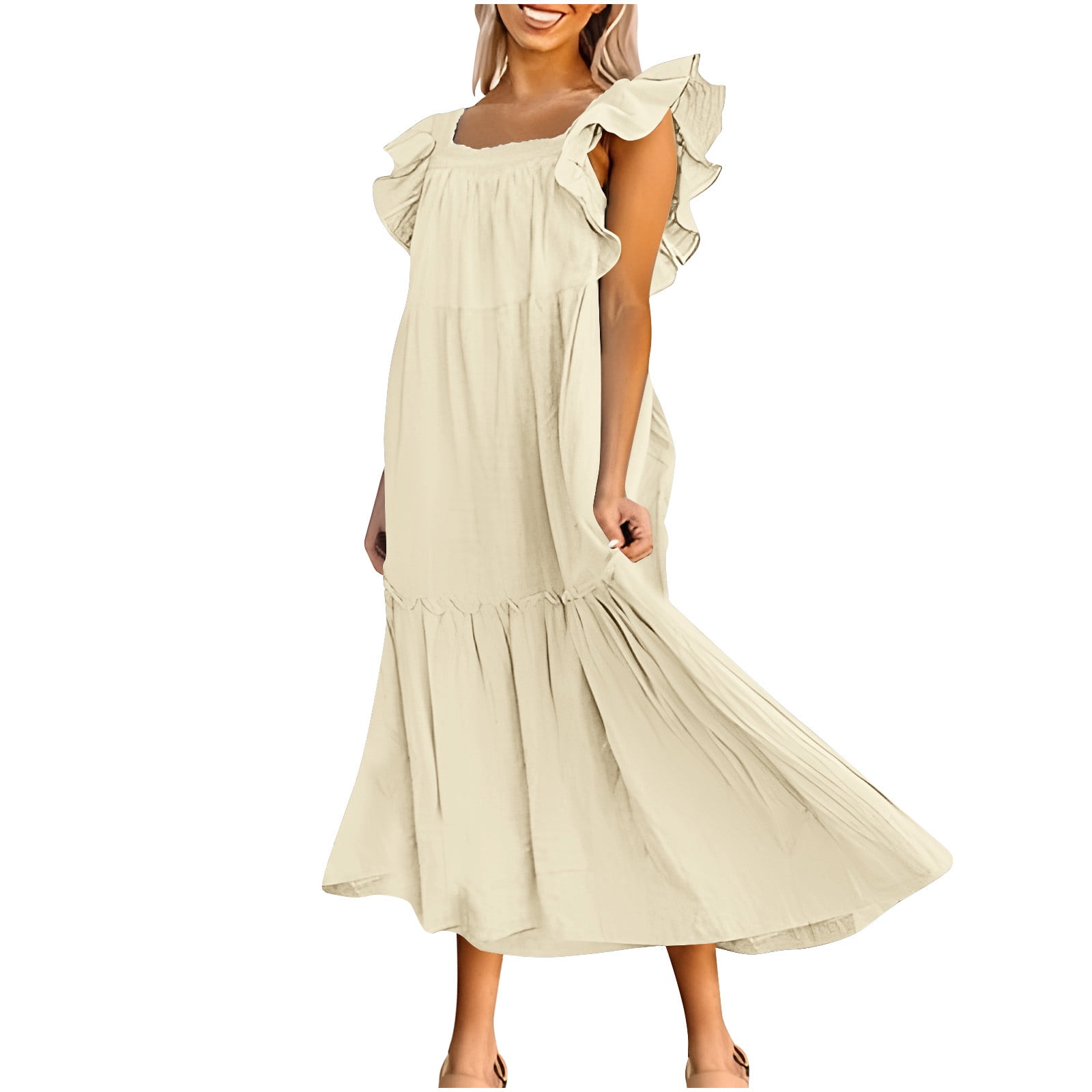 qolati Summer Dresses for Women 2024 Spring Square Collar Sleeveless ...