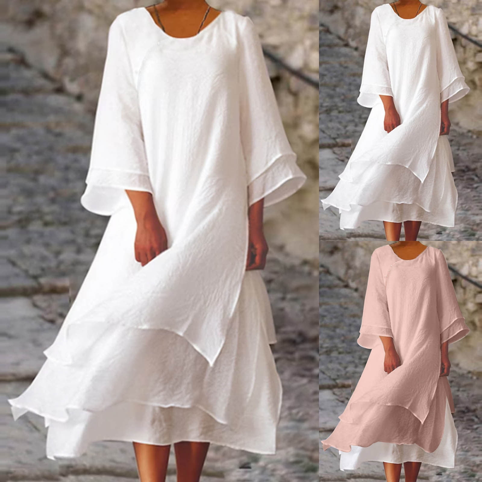 Clearance Under $20 qolati Women's Casual Flared Sleeve Summer Dresses ...