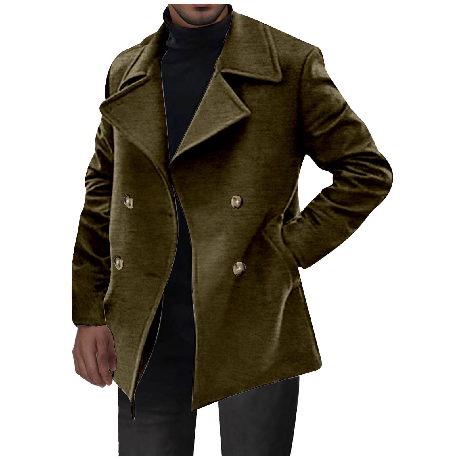 Clearance 2024! AIEOTT Trench Coat for Men Wool Business Trench Coat ...