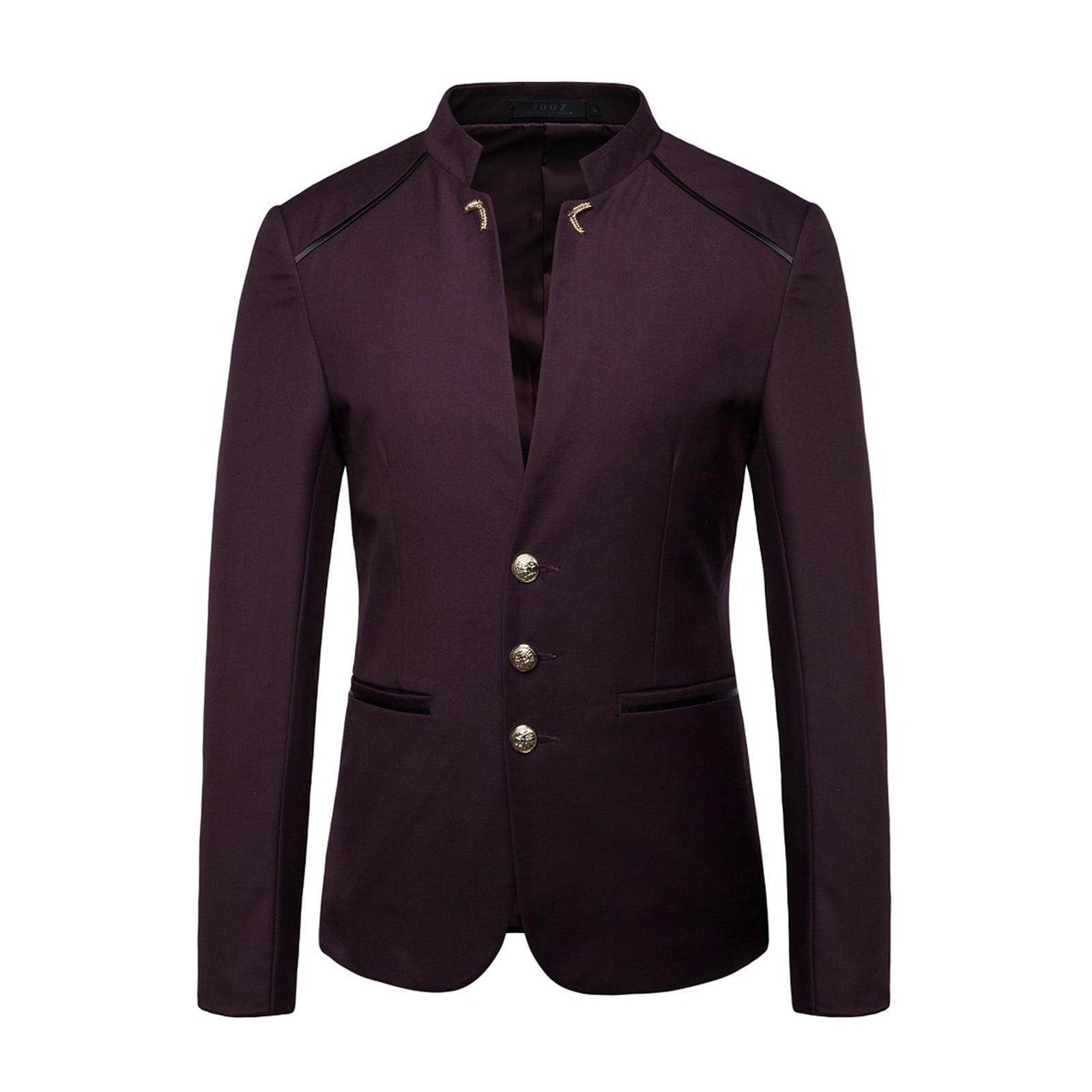 ZVNAΖH Mens Casual Suit Blazer Jackets Stand Mandarin Collar ...