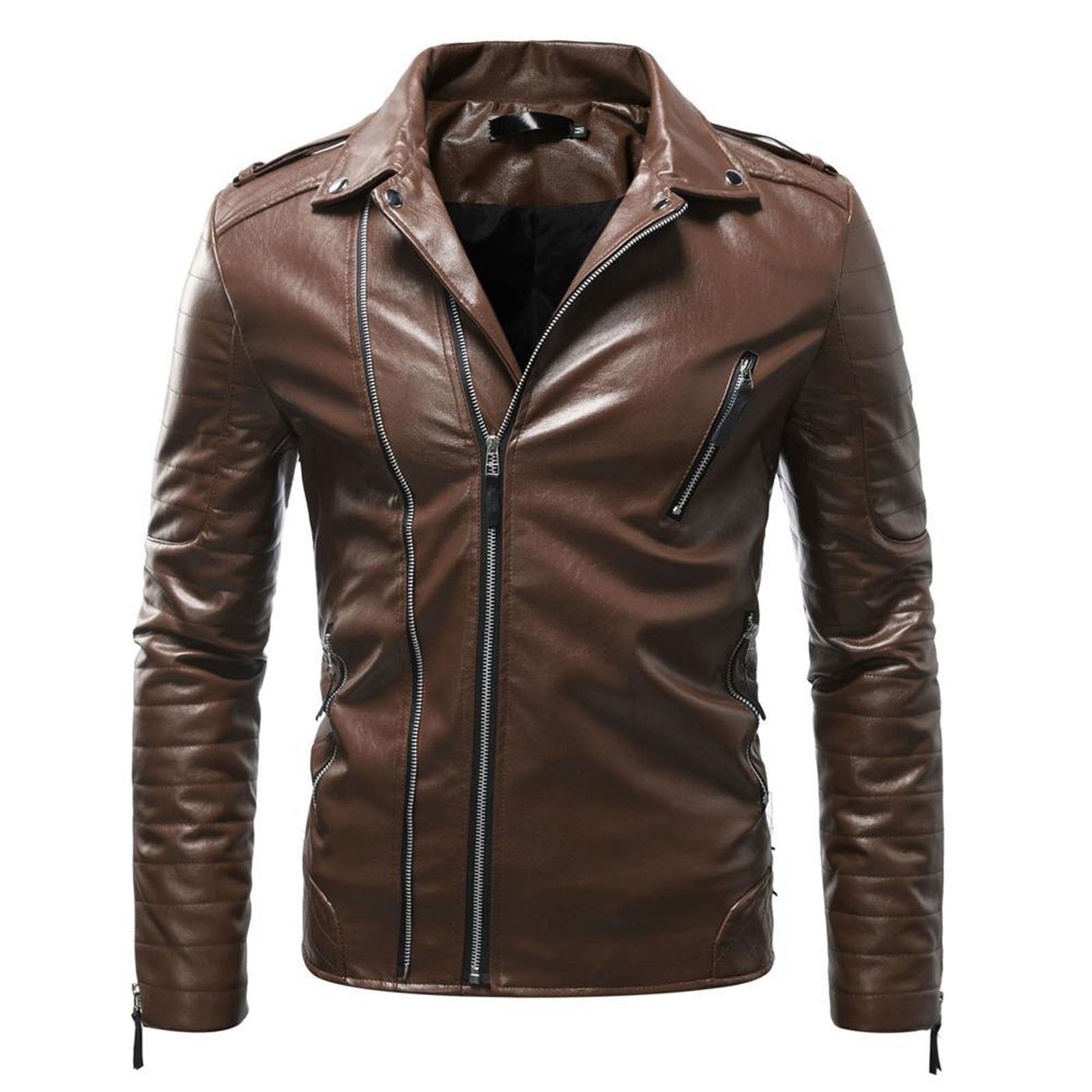 Clearance 2024! ZVNAΖH Mens Faux Leather Bomber Jacket Classic Style ...