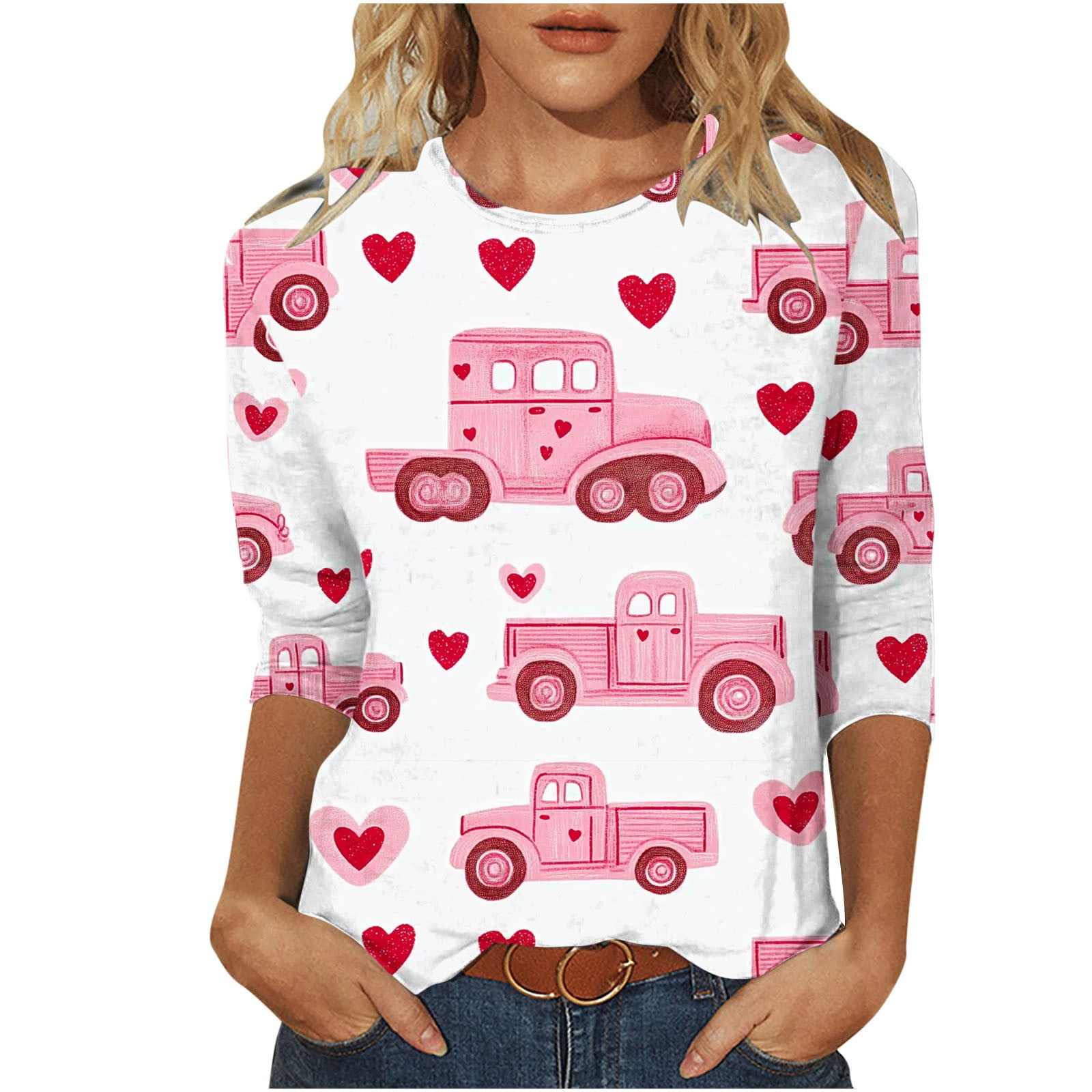 Clearance 2025! ZVNAΖH Womens Valentines Day T Shirt Casual Crew Neck 3 ...