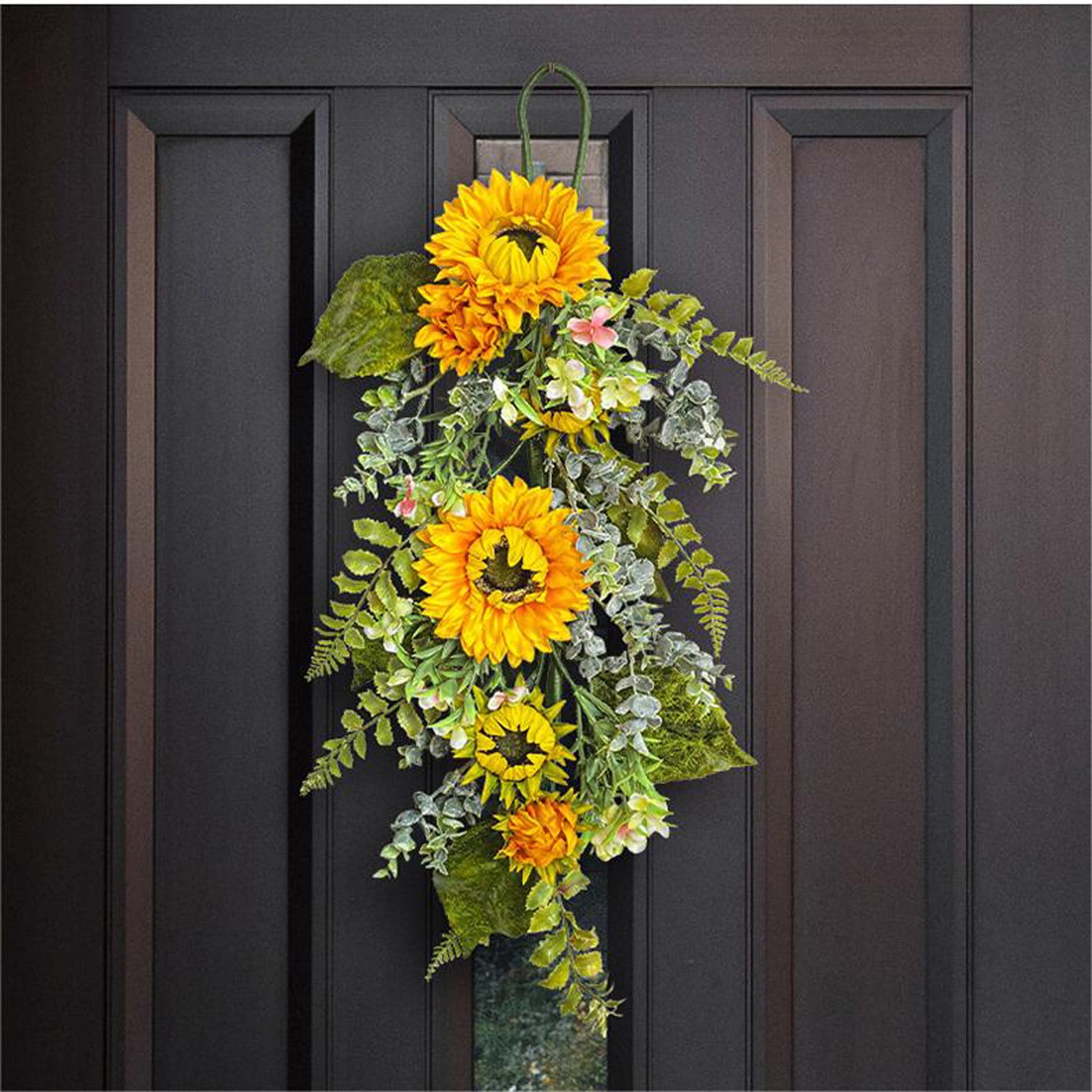 Clearance! 27.55 Inch Artificial Sunflower Teardrop Floral Swag, Spring ...