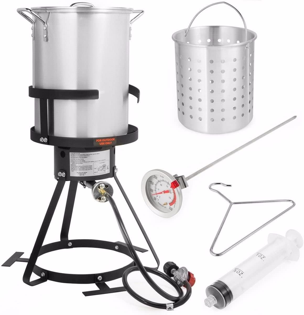 Clearance! 30 QT Aluminum Turkey Deep Fryer Pot Boiling Lid Seafood ...