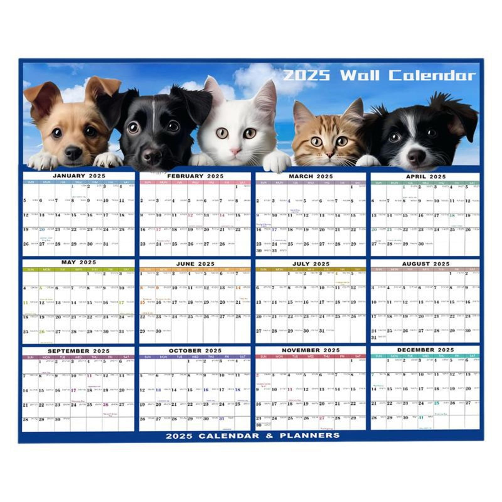 Clearance!! 30" X 36" 2025 Wall Calendar Erasable Large & Laminated 12 ...