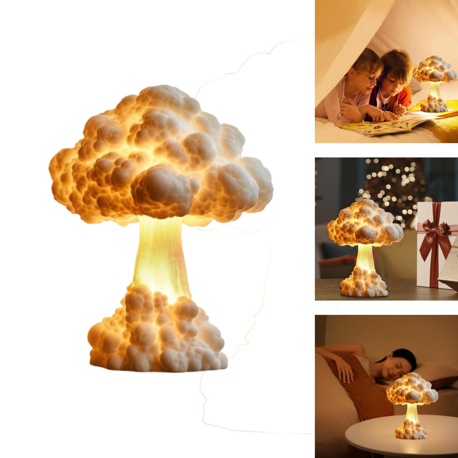 Clearance! 3D Mushroom Cloud Table Lamp for Bedroom, Creative Desk ...